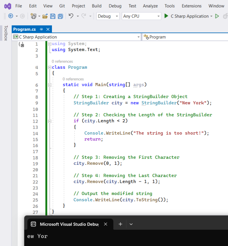 How To Remove First And Last Character From StringBuilder In C NET