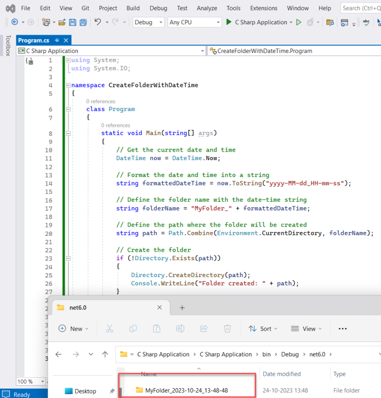 How to Create a Folder with a Date in C#? - AspDotnetHelp.com