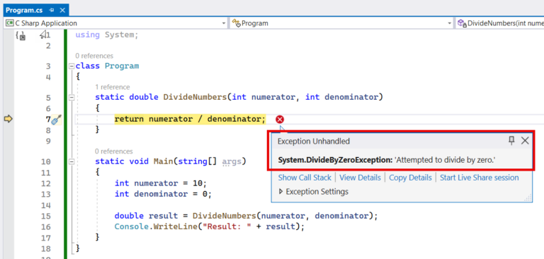 Write A Program To Demonstrate A Division By Zero Exception In C# - AspDotnetHelp.com