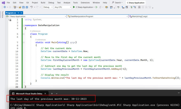 How to Get First and Last Day of Previous Month in C#? - AspDotnetHelp.com